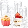 Amazon.com | Yuxitia 50 Pcs Octagonal Plastic Mini Dessert Cups with ...