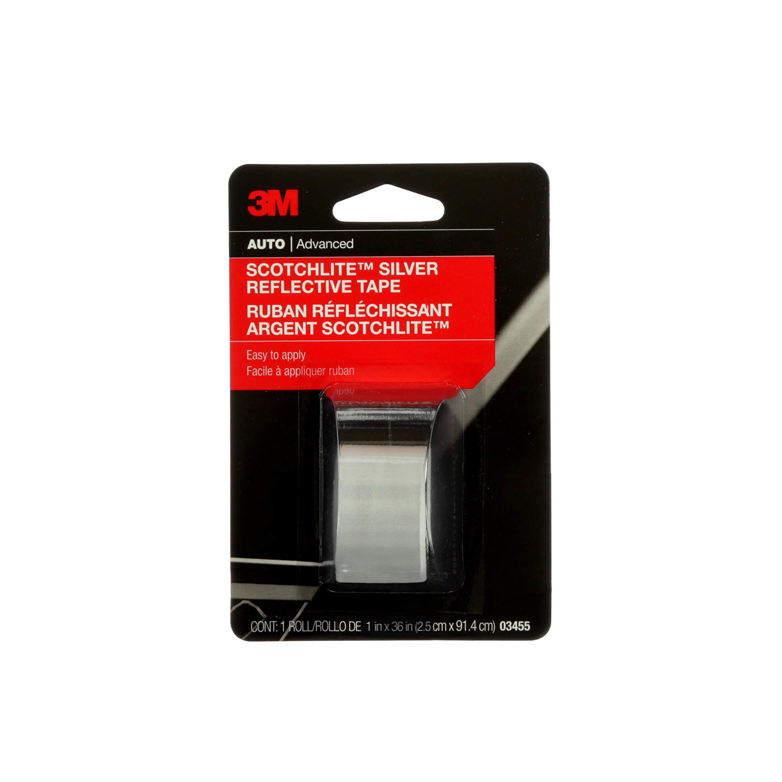 3M Scotchlite Silver Reflective Tape, 03455, 1 in x 36 in, 1 Roll for ...