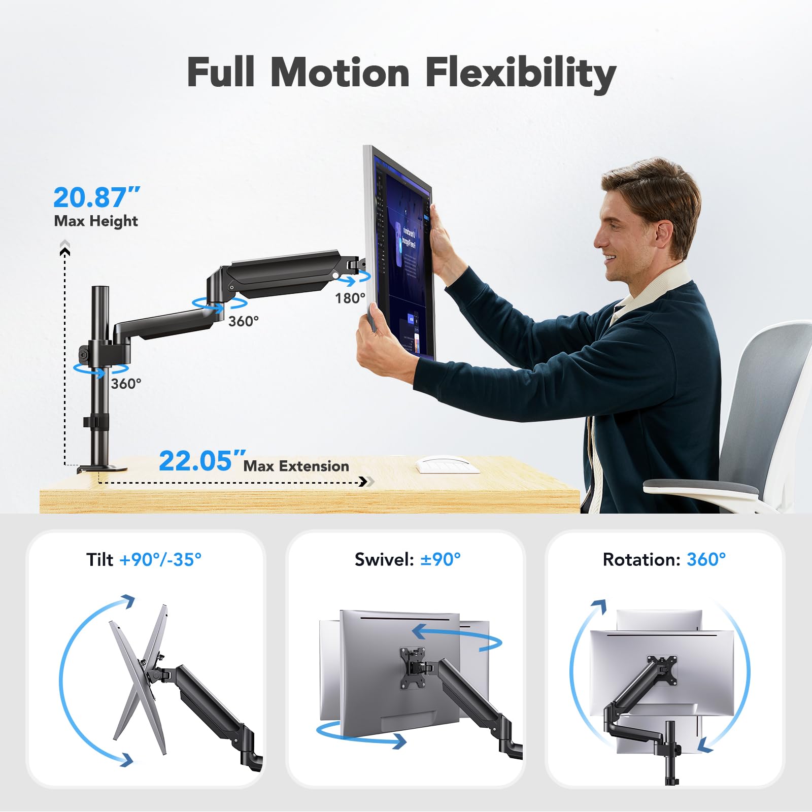 Mua HUANUO Single Monitor Arm, Tall Computer Monitor Stand for 13–32 ...