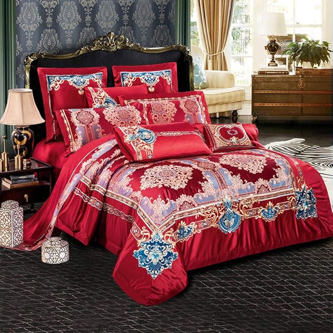 JR%L European Bedding Sets, 10 Piece Wedding Satin Cotton Comforter ...