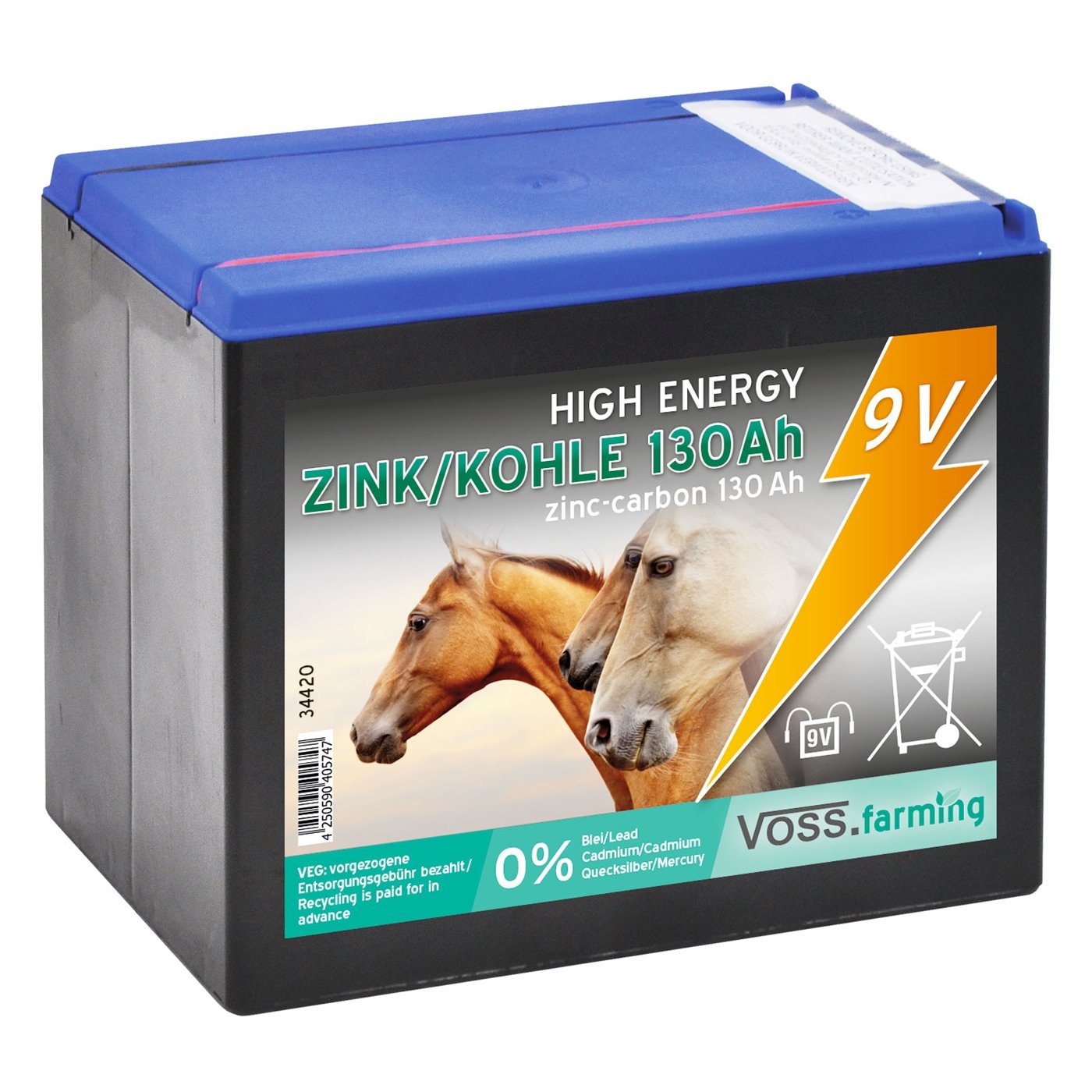 VOSS.farming Electric Fence 9V Battery ZINC-CARBON 130Ah, for ...