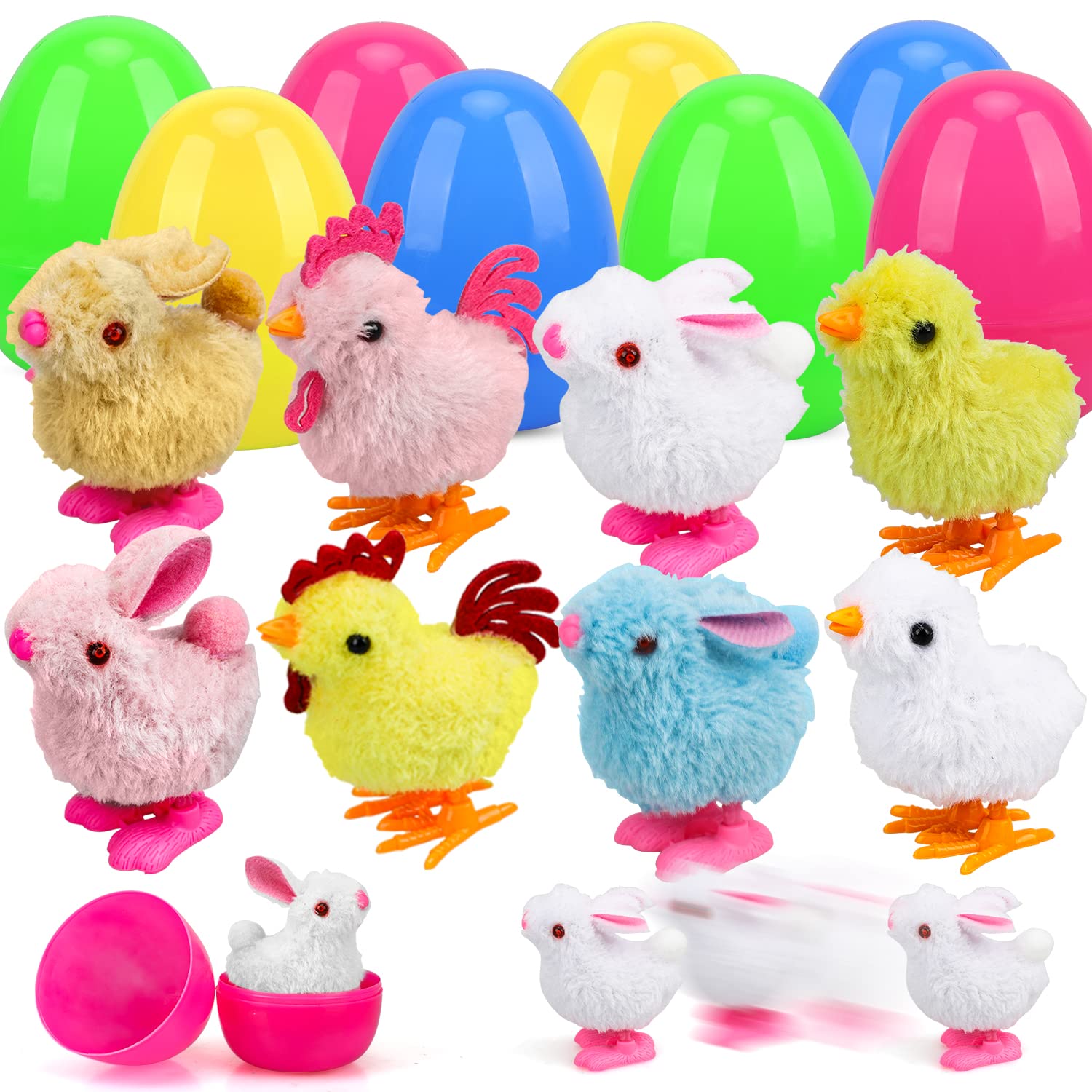 TOY Life Easter Eggs Fillers Filled with Toys Inside, Wind Up Chicks ...