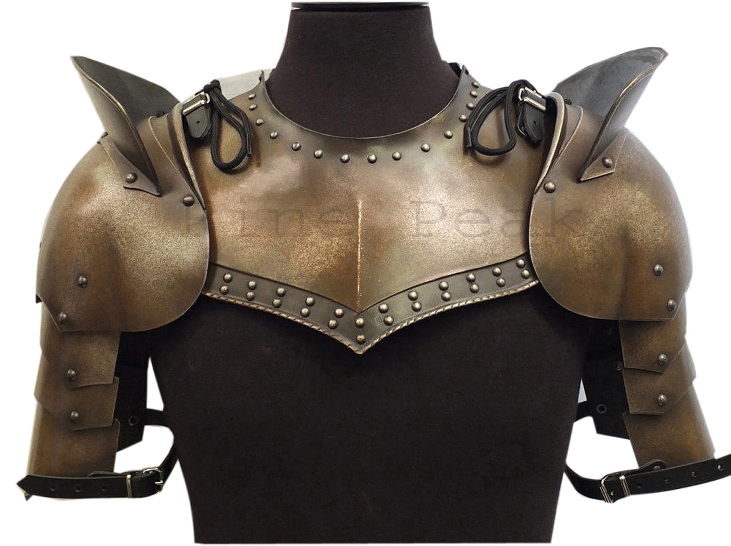 Fine Peak Medieval Warrior Pauldrons Shoulder Armor Gorget LARP Cosplay ...