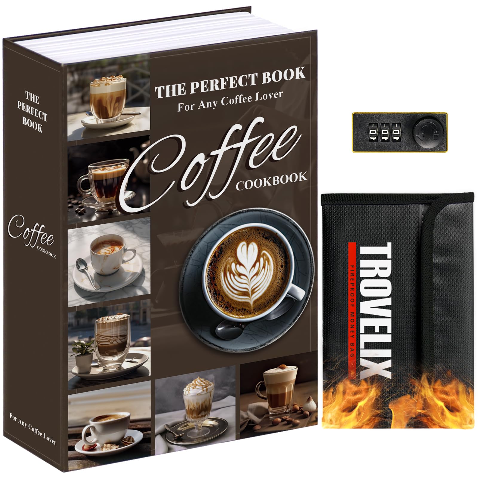 Book Safe with Combination Lock, Hidden Safe (10.55 x 7.95 x 2.62 Inch ...