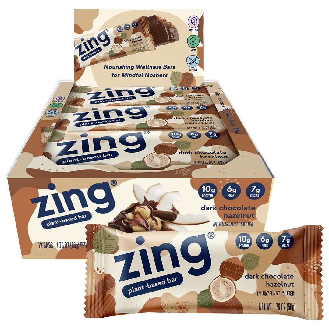 Mua Zing Dark Chocolate Hazelnut Vegan Protein Bars, Gluten Free with ...