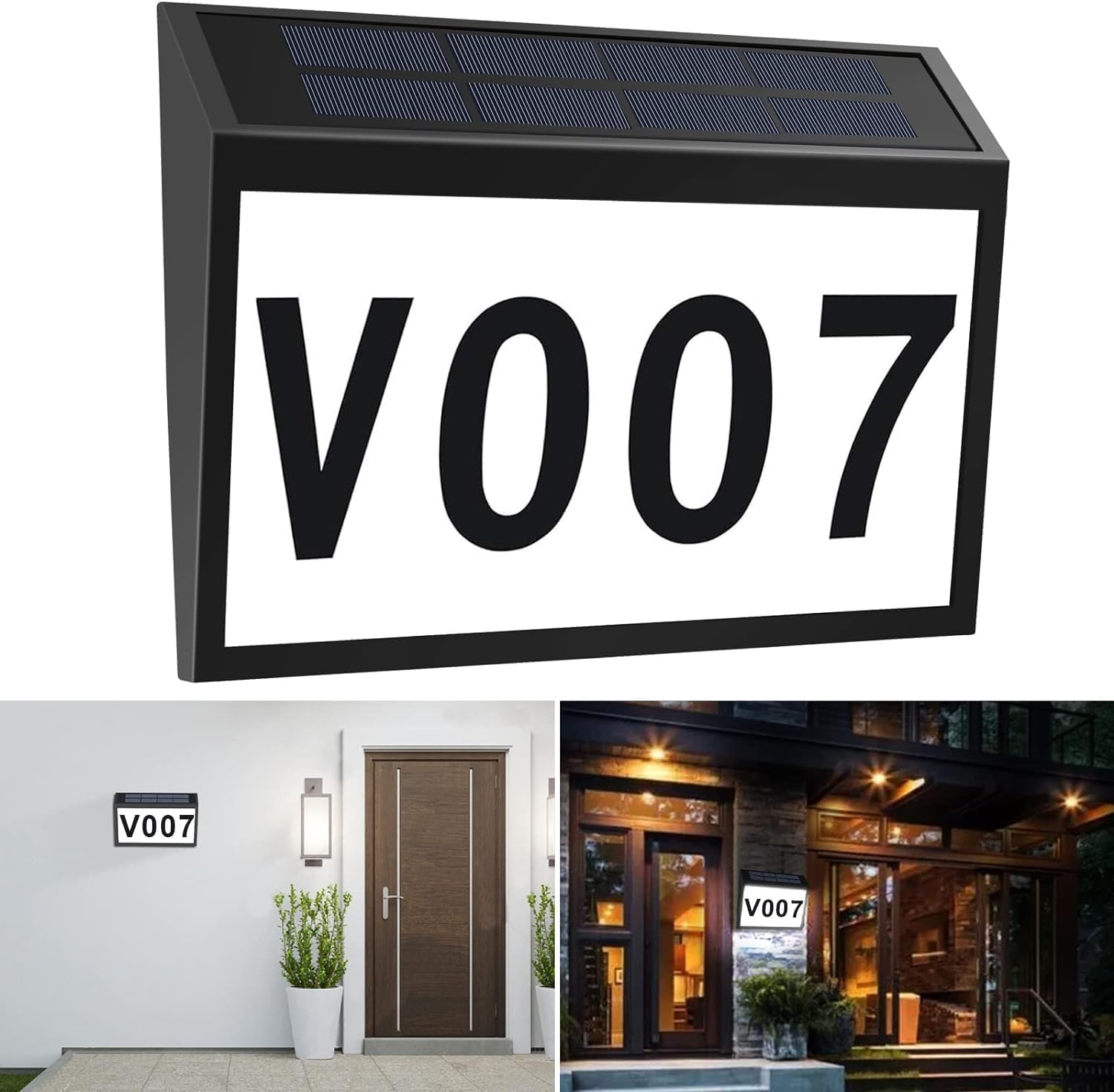 Solar House Number Light Waterproof, Wall Mount Address Numbers Sign ...