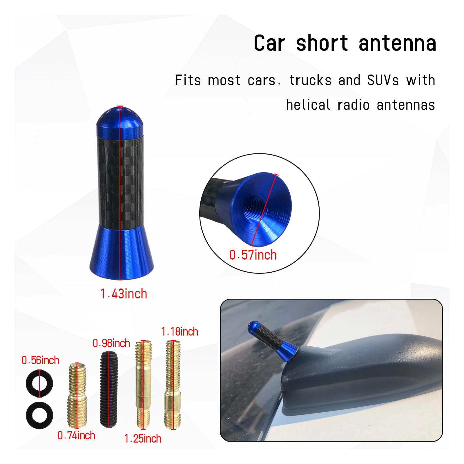 Mua Car Short Antenna, 1.37" Stubby Aluminum Radio Antenna Replacement, Carbon Fiber Antenna Kit ...