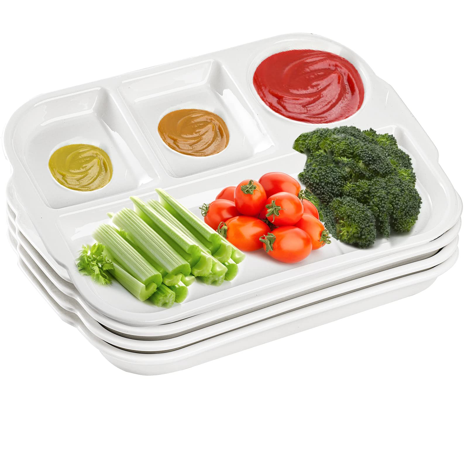 TOPZEA 4 Pack Divided Dinner Trays, Ceramic Serving Platter Dinner ...