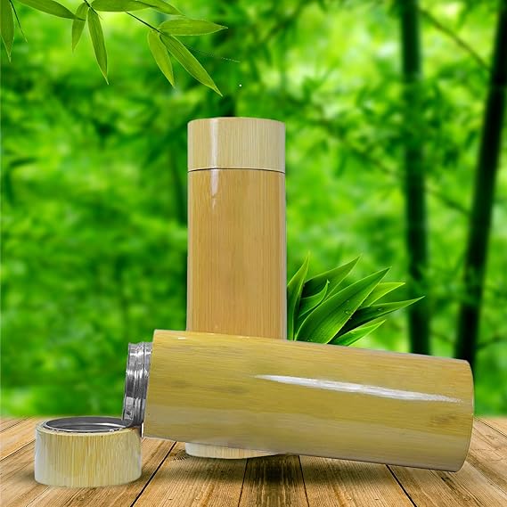 WQT-Bamboo Water Bottle Stainless Steel 500 ML For Travelling/Hiking ...