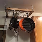 Amazon.com: Cooks Standard Ceiling Mounted Wooden Pot Rack, 24 by 18 ...