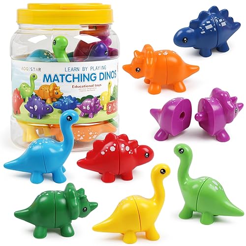 Montessori Matching Dinosaurs Toy, Color and Shapes Recognition, Snap ...