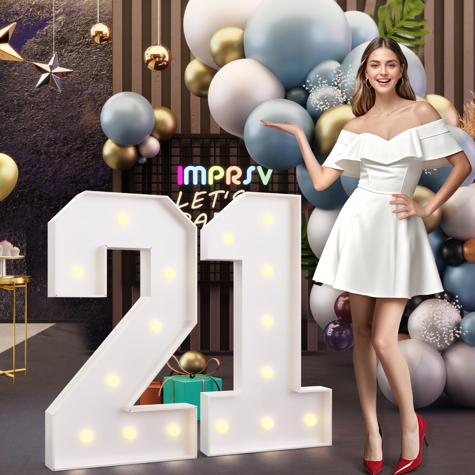 imprsv 3FT Marquee Numbers 21, Light Up Numbers for 21st Birthday ...