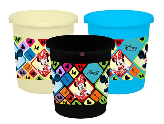 Fun Homes Disney Mickey Minnie Print Plastic 3 Pieces Garbage Waste ...