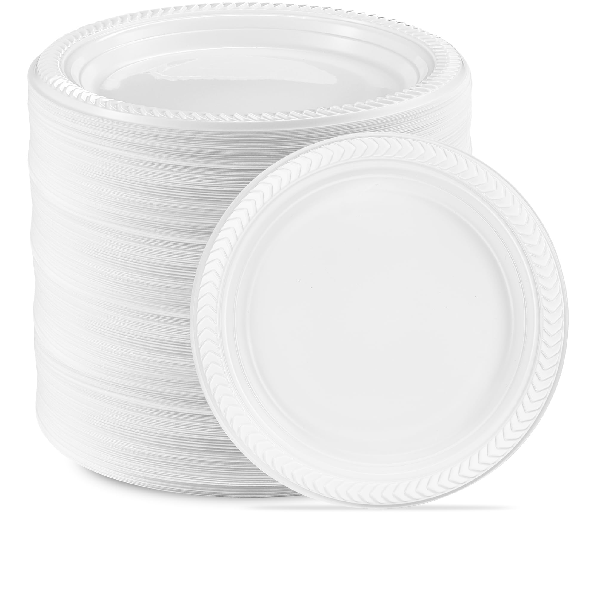PLASTICPRO 800 PCS White Plastic Round Plastic 7 Inch Plates Premium ...