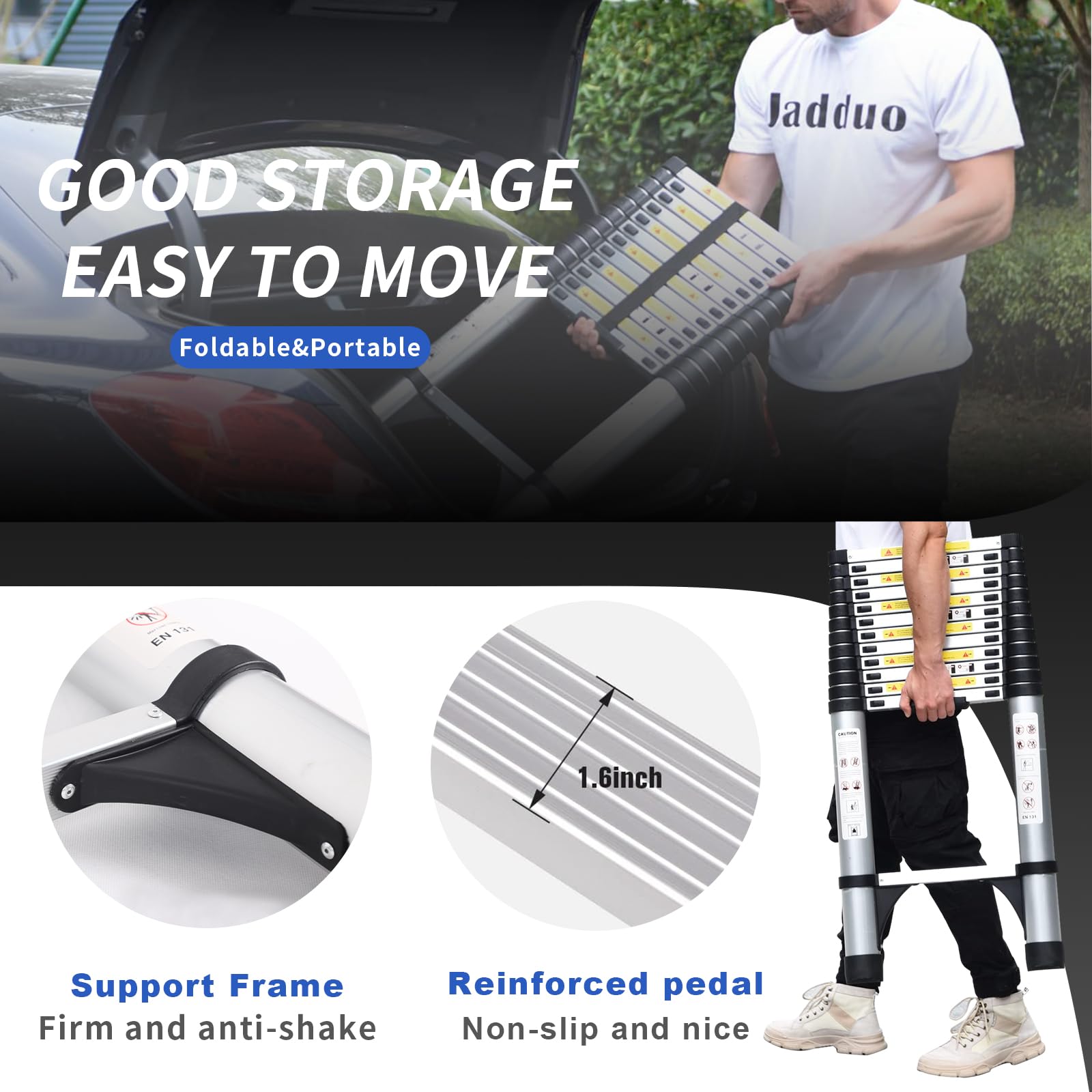 Mua JADDUO Telescoping Ladder 16.5 FT Extension Ladder Aluminum ...