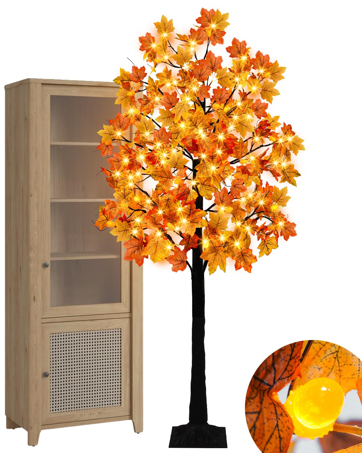 Dehoxara 7FT Lighted Maple Tree Artificial Fall Tree with Acorn 128 LED ...