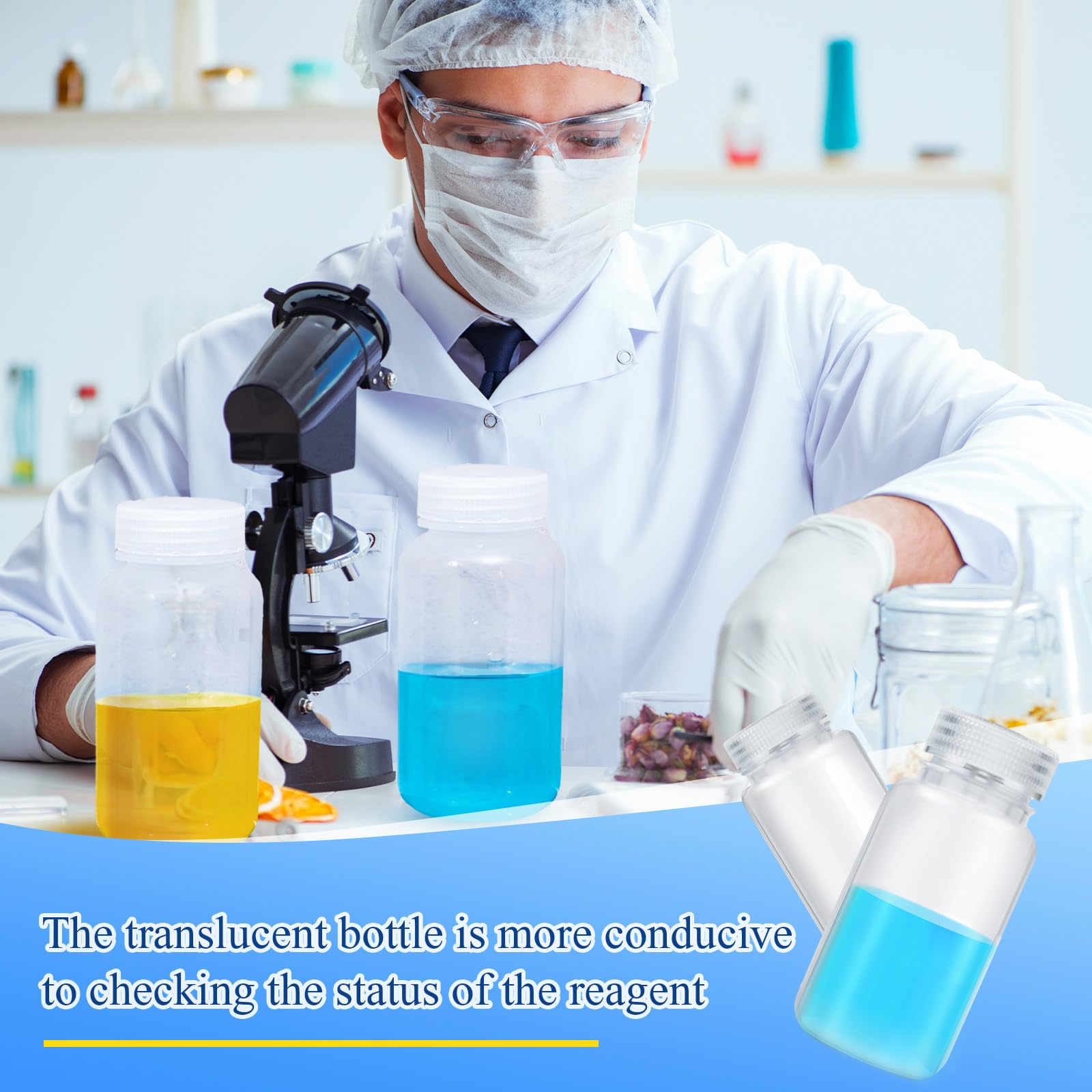 Tatuo 6 Pcs 16oz 500ml Plastic Sample Bottles 250ml Wide Mouth Reagent Bottle Water Sample ...