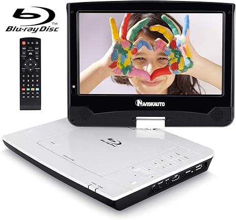 NAVISKAUTO 10.1" Portable Blue Ray DVD Player with Rechargeable Battery ...