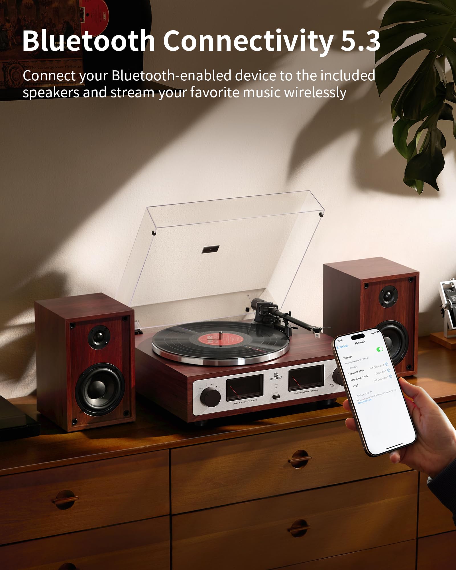 Mua ANGELS HORN High Fidelity Bluetooth Turntable, Vinyl Record Player ...