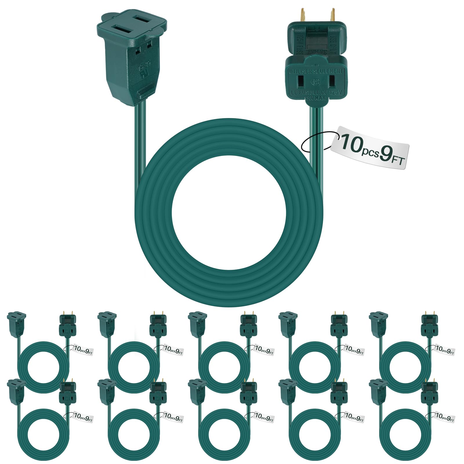 Kanayu 10 Pack Indoor Extension Cord 2 Prong Electric Cord Extender ...