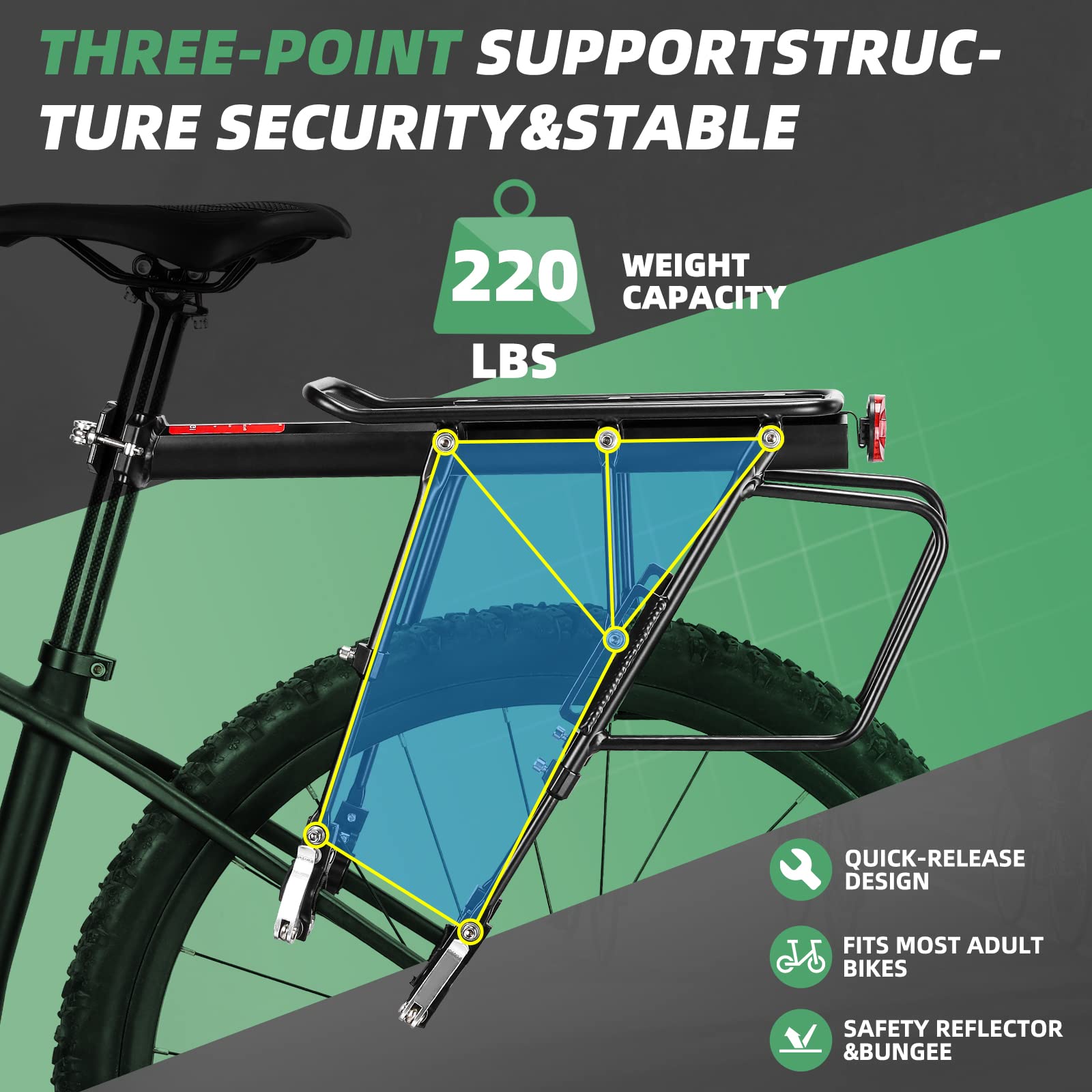 Mua WEST BIKING Rear Bike Rack - 220 LBS Load Universal Adjustable ...