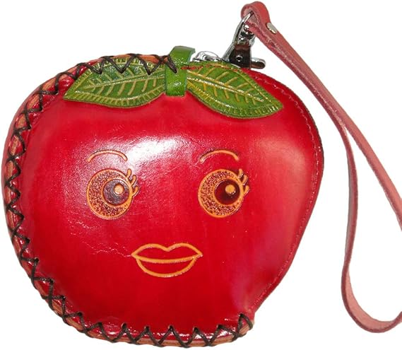 Amazon.com: Genuine Leather Apple Coin Purse, Handmade Apple change ...