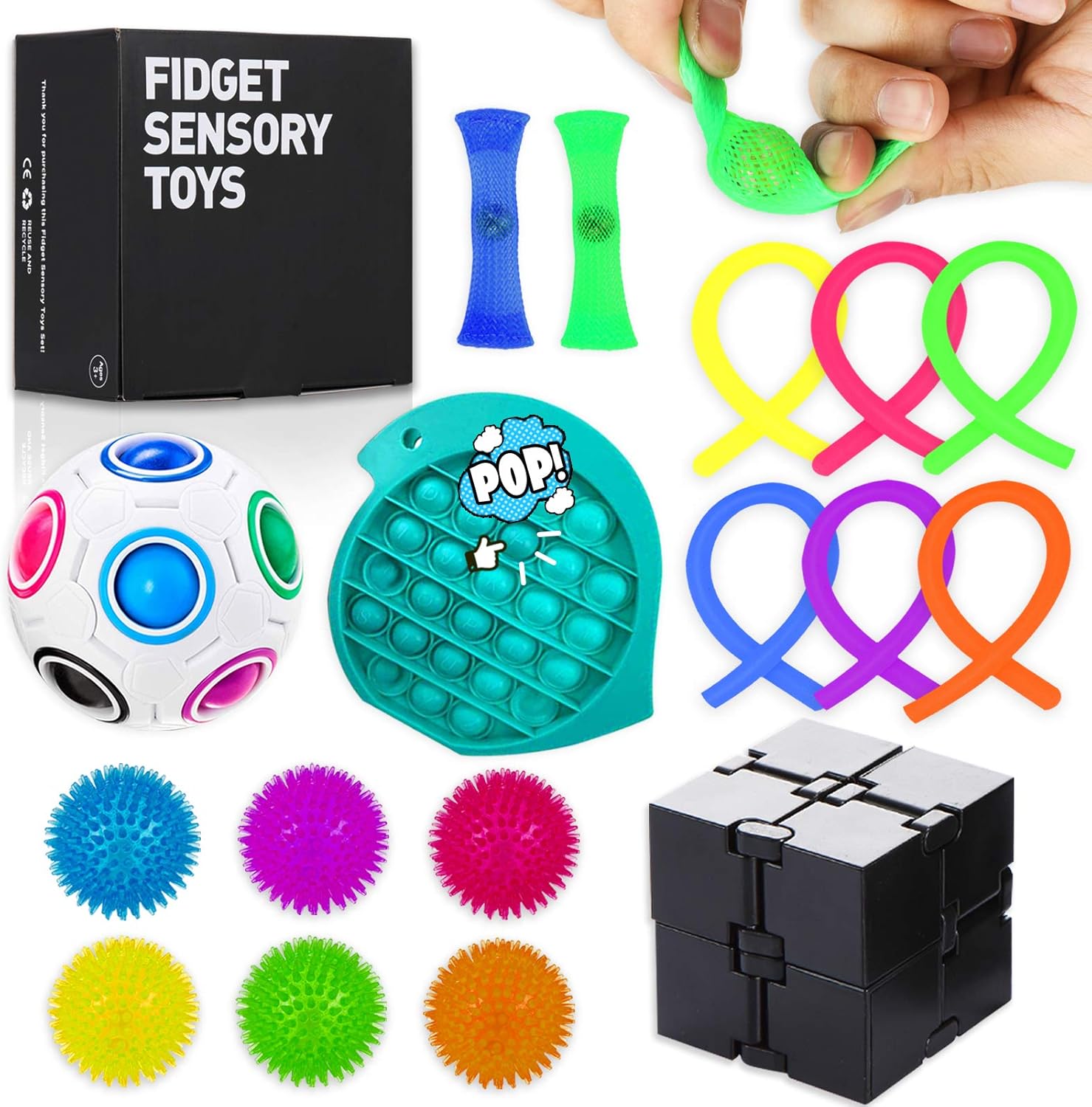 Sensory Fidget Toys Set, Relieves Stress & Anxiety Squeeze Toy for ADHD ...