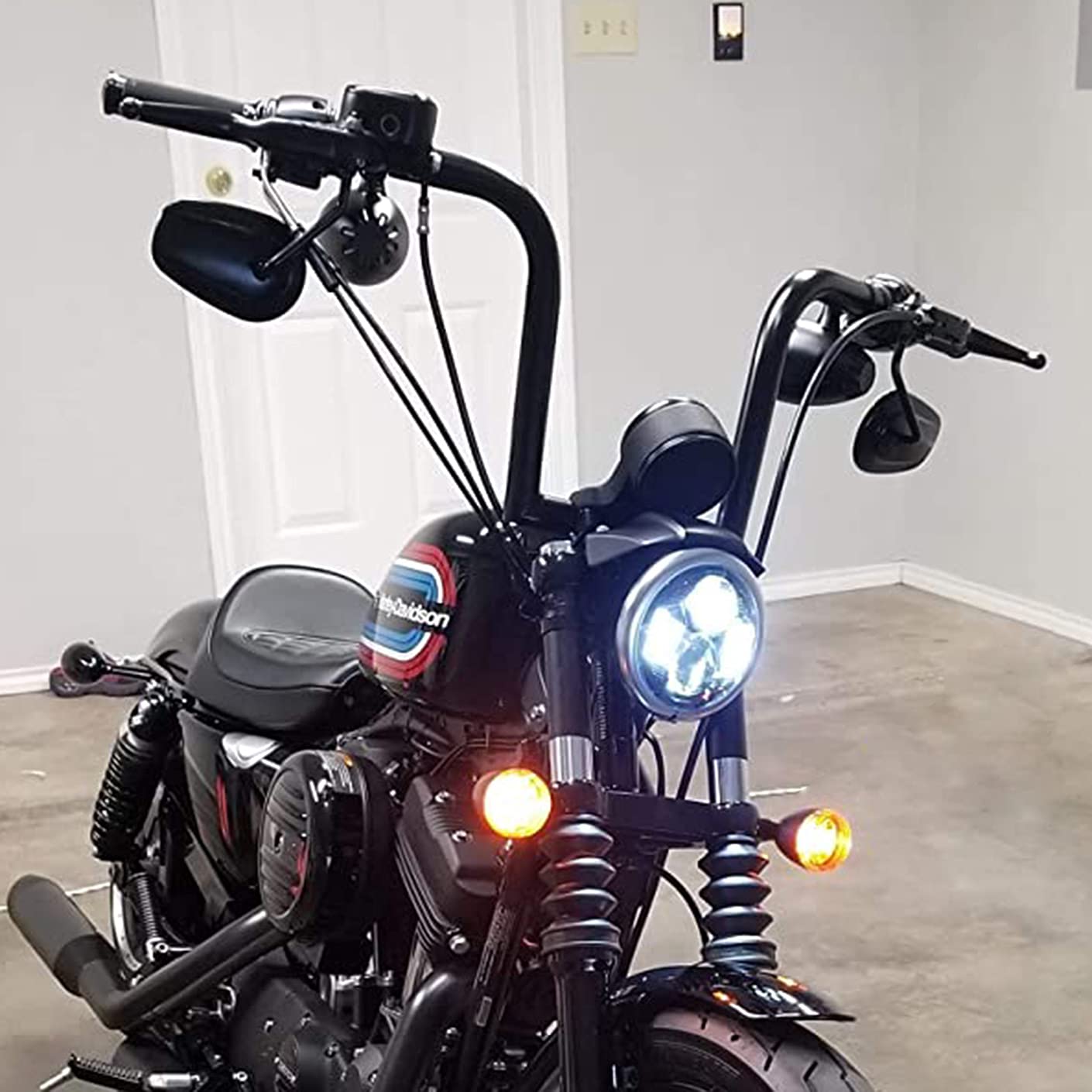 Mua Gloss Black 1.25" (1 1/4") Ape Hanger 12" Rise Handlebar for Harley ...