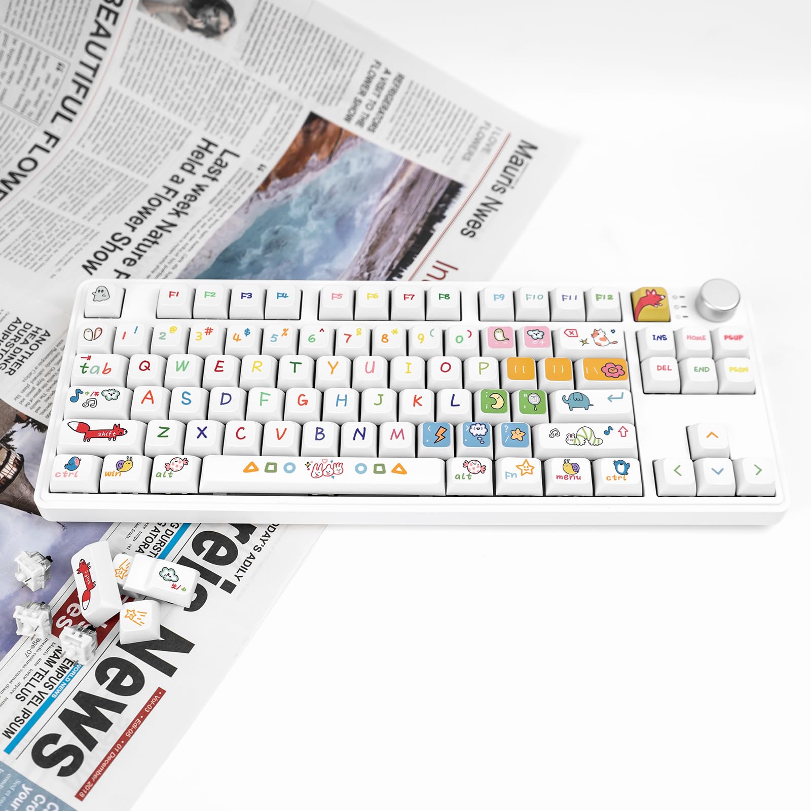 Mua 127 White Keycaps Set, Cute Keycaps Kawaii Keycaps for Mechanical ...