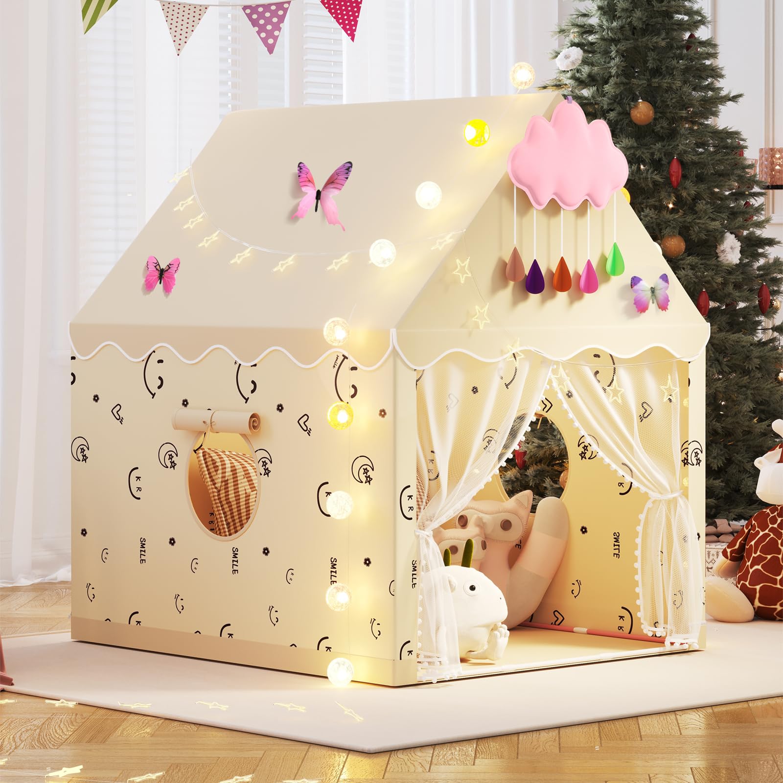 Tmsluody Kids Play Tent, Kids Playhouse Set with Light String, Ball ...