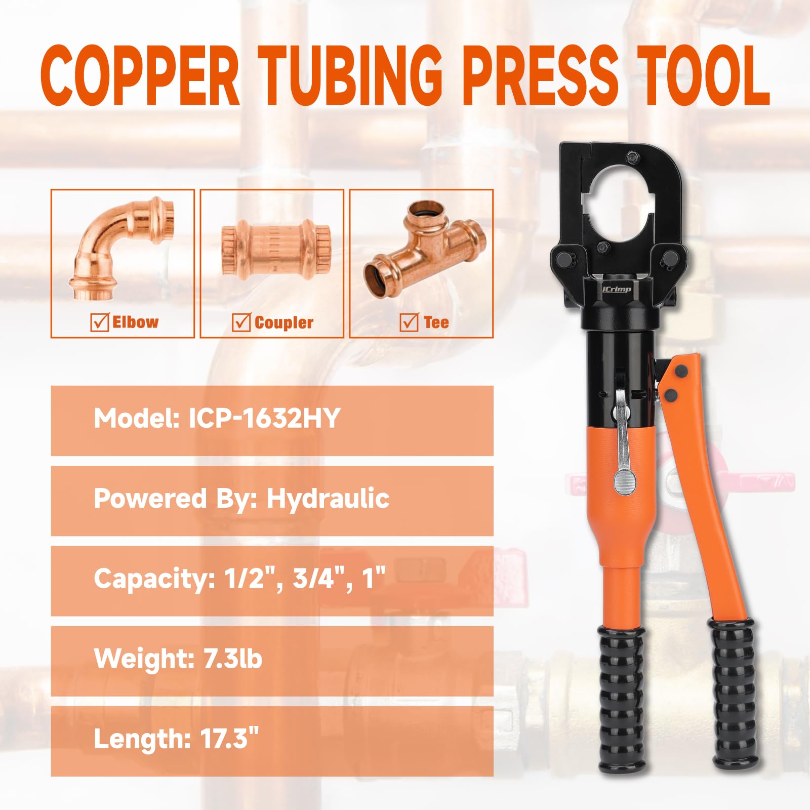 ICrimp Hydraulic Copper Crimping Tool, Propress Tool Kit With 1/2",3/4 ...