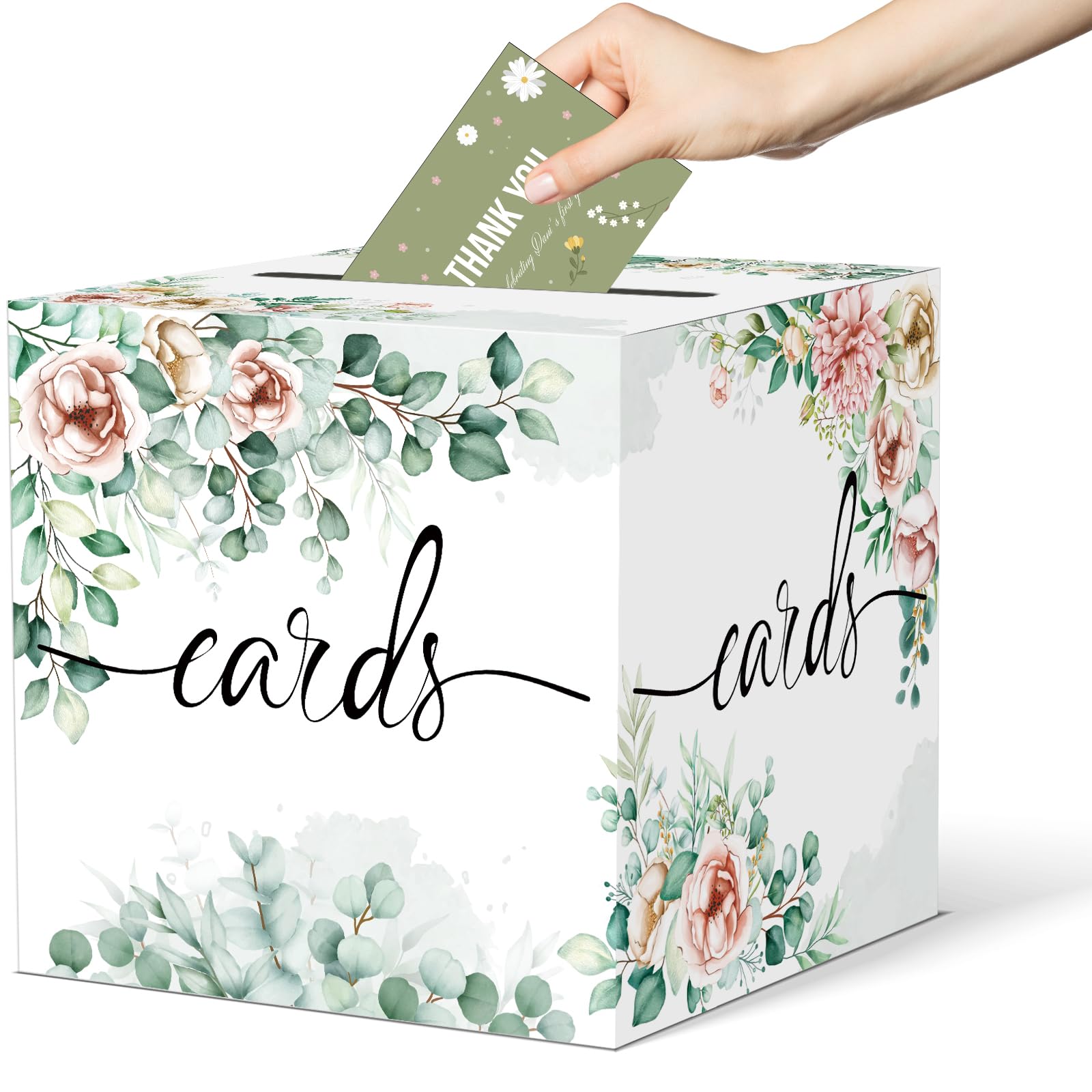Watercolor Greenery and Floral Card Box Wedding Card Box Holder Gift ...