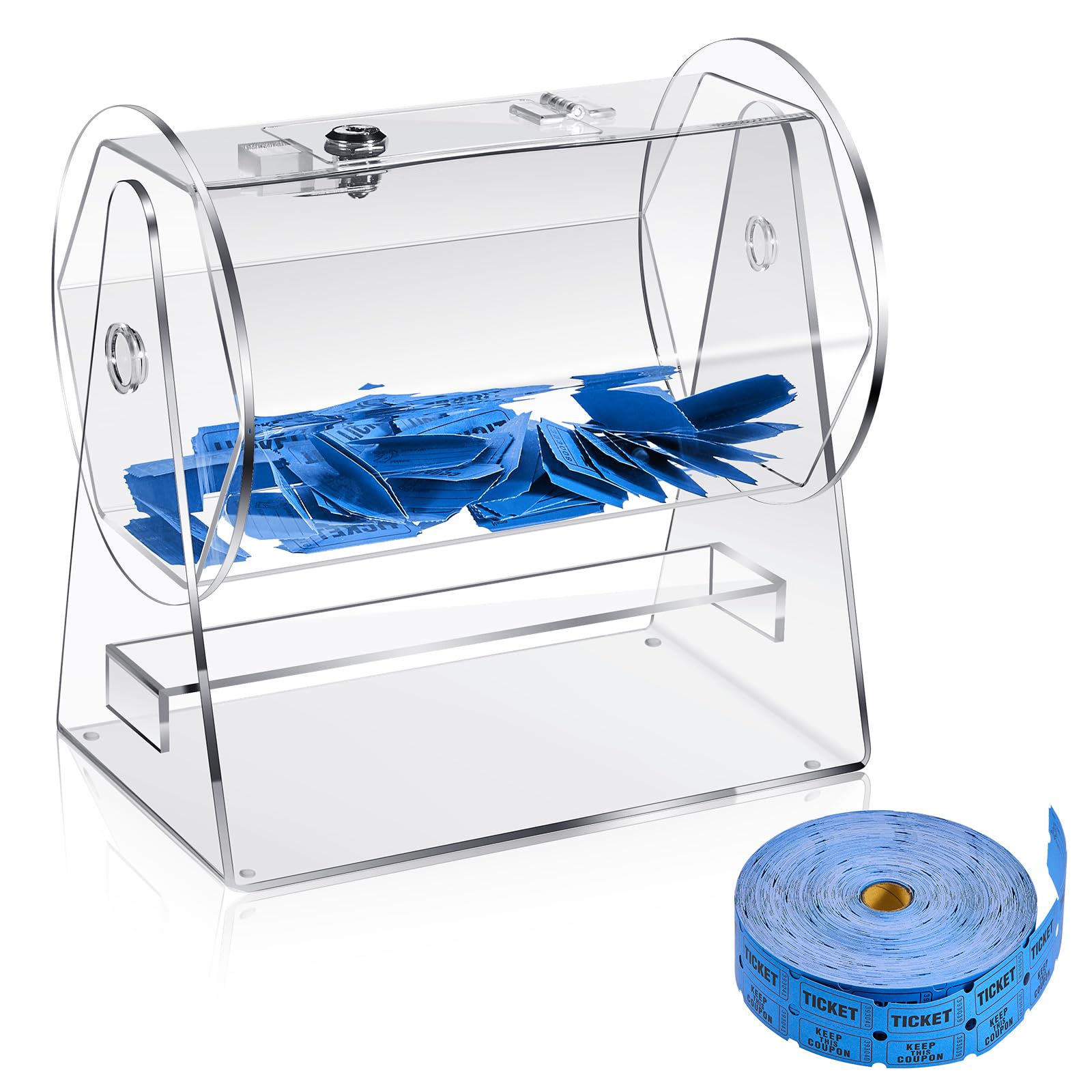 Kigley Raffle Drum, Acrylic Lottery Cage Machine with 250 Tickets, for ...