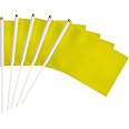 Amazon.com : Yellow Stick Flags,50 Pack Hand Held Small Mini Solid Flag ...