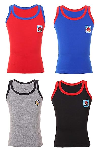 Buy SMARTERKIDS Pure Cotton Dark Colored Gym Vest for Boys with Cartoon ...