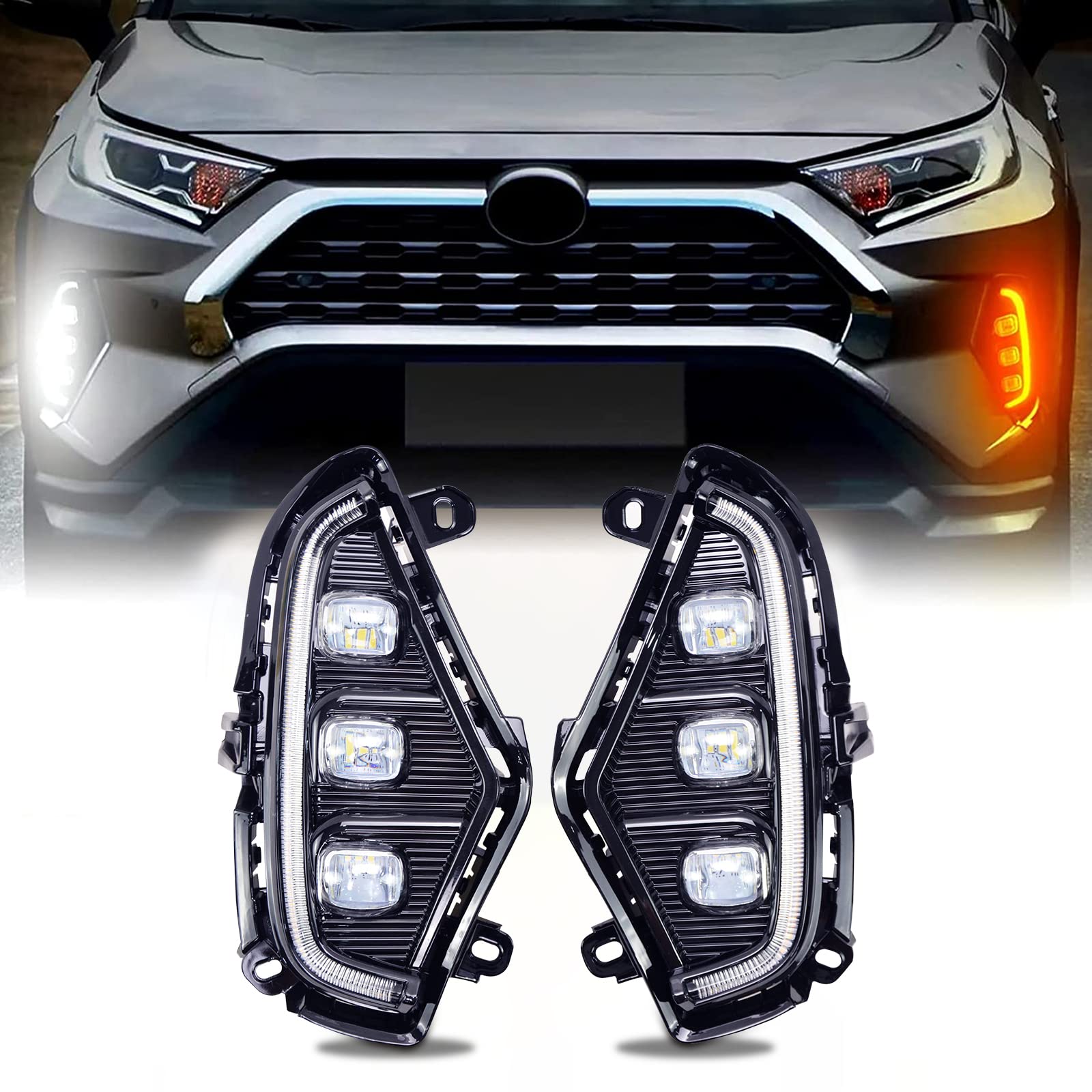LED Daytime Running Lights Fit for 2019-2021 Toyota RAV4 Fog Lights Kit,Fog Lights Assembly Rav4 ...