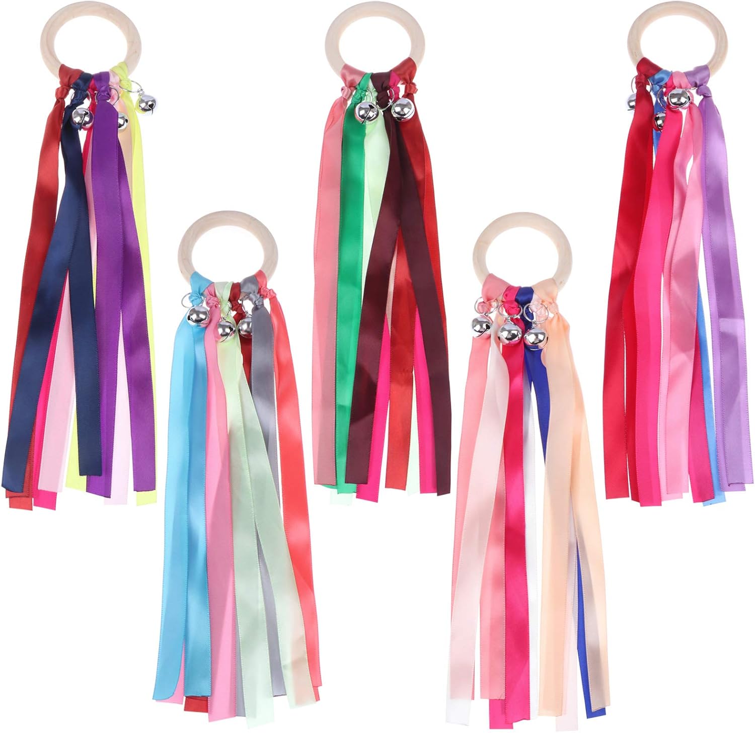 5 Pack Sensory Ribbon Ring Ribbon Sensory Toy Rainbow Hand Kite Hand ...