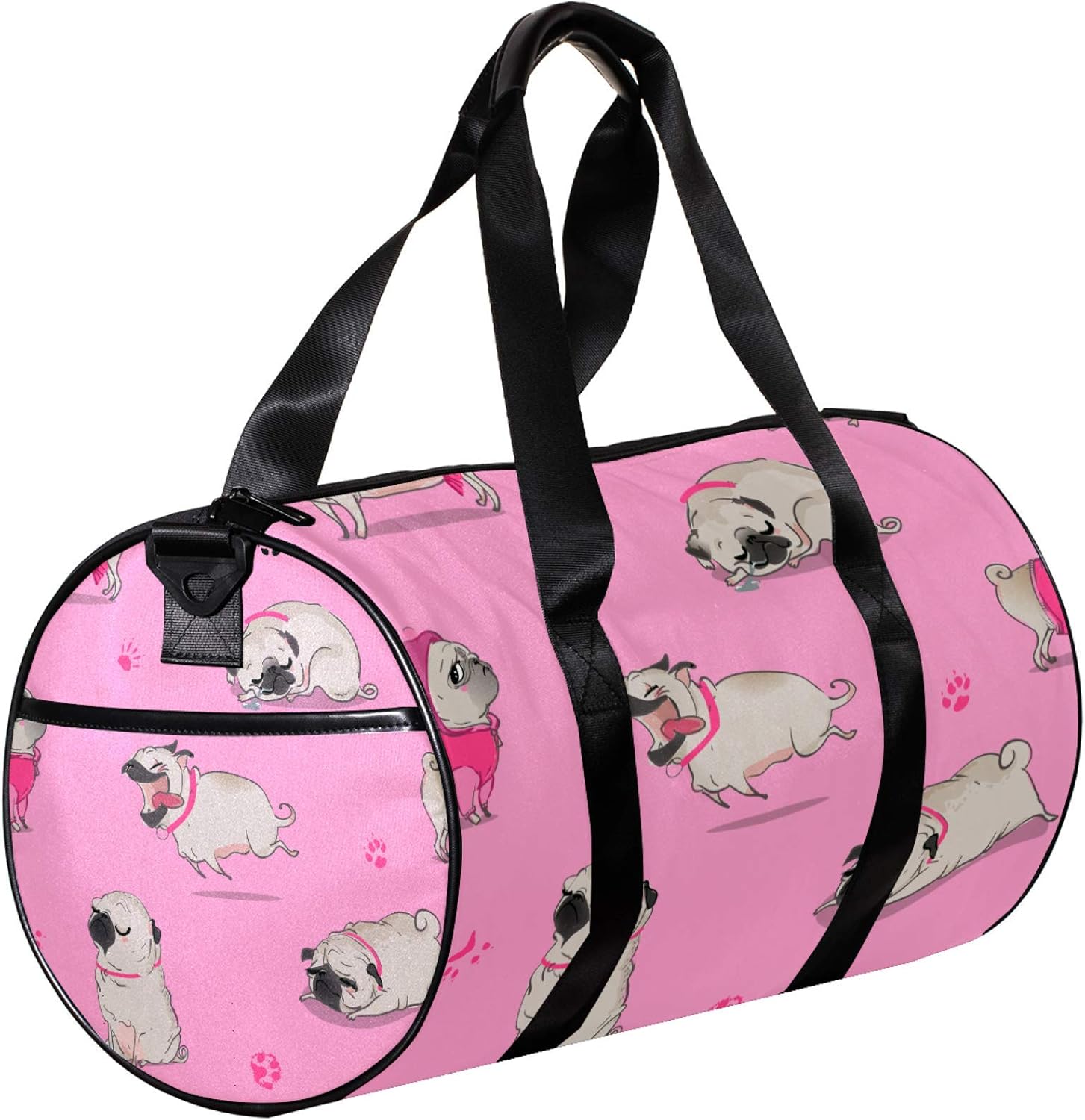 Amazon.com | Small Travel Duffel Bag Cute Animal Pug Paw Pattern Pink ...