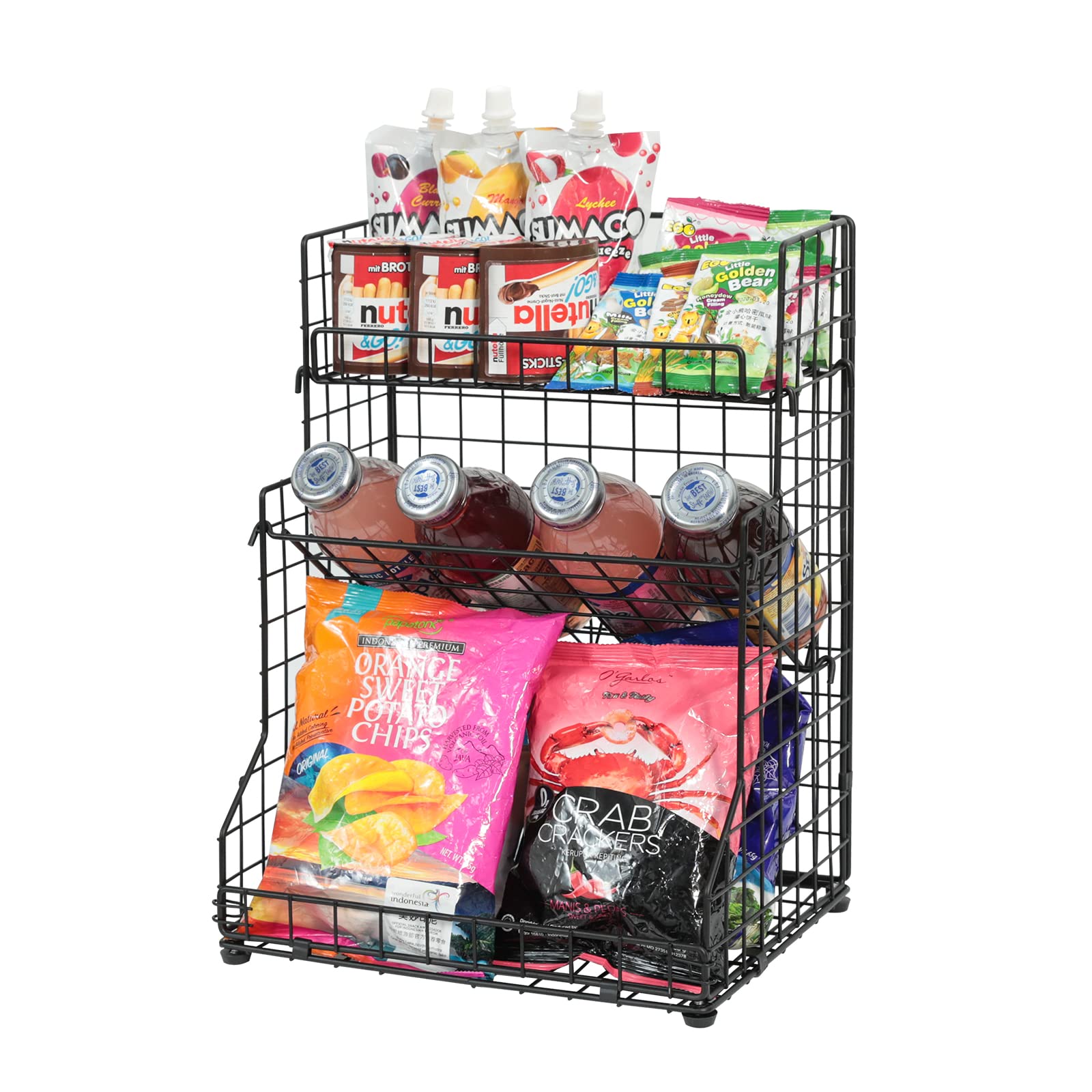 X-cosrack 3-Tier Snack Organizer Rack Bins with Adjustable Tilting ...