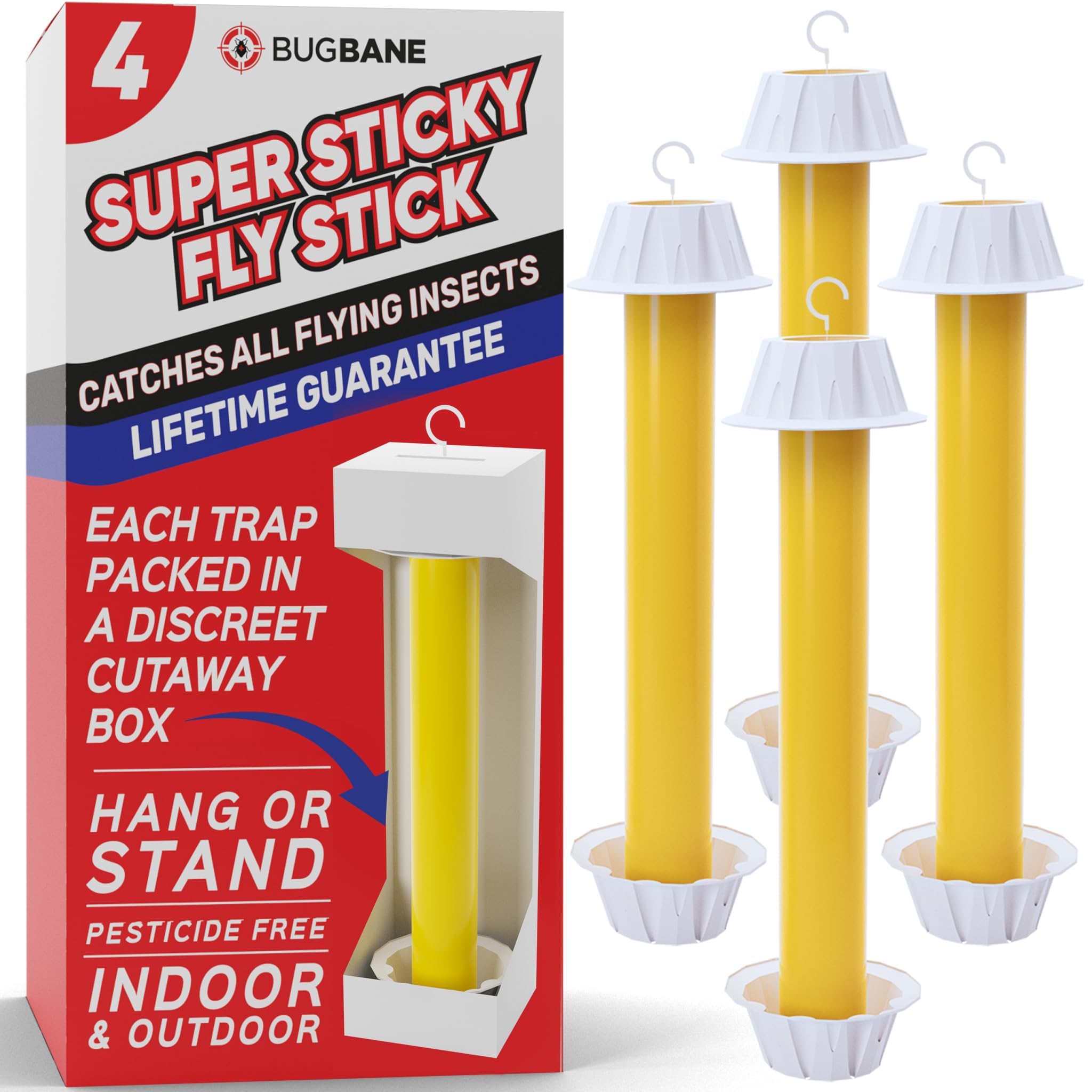 Mua Fly Stick Sticky Fly Traps for Indoors and Outdoor 4pk. Non-Toxic ...