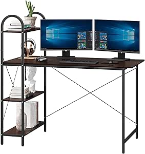 Amazon.com: HOME BI Computer Desk with Storage Shelves 47 inch ...