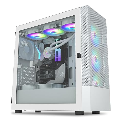 Vetroo A03 White Mid-Tower ATX Gaming PC Case, Pre-Installed 3X ARGB ...