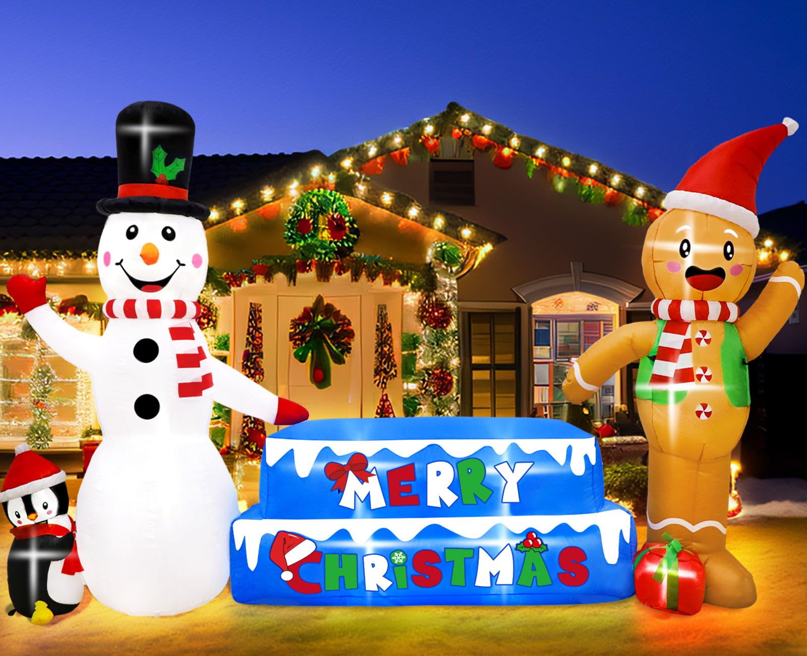 OurWarm 10 FT Inflatable Snowman Christmas Inflatables Outdoor ...