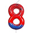 Amazon.com: Red Blue Spider 8th Birthday Candles Number 8 Candle Cake ...