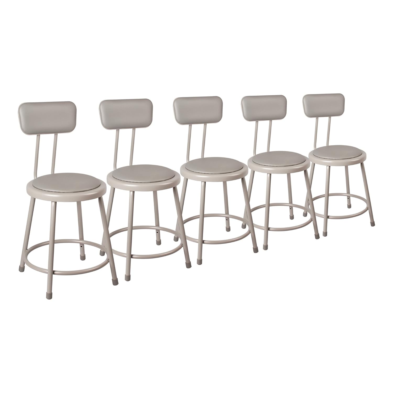 Learniture Heavy Duty Padded Metal Lab Stool with Backrest, 24" Seat ...