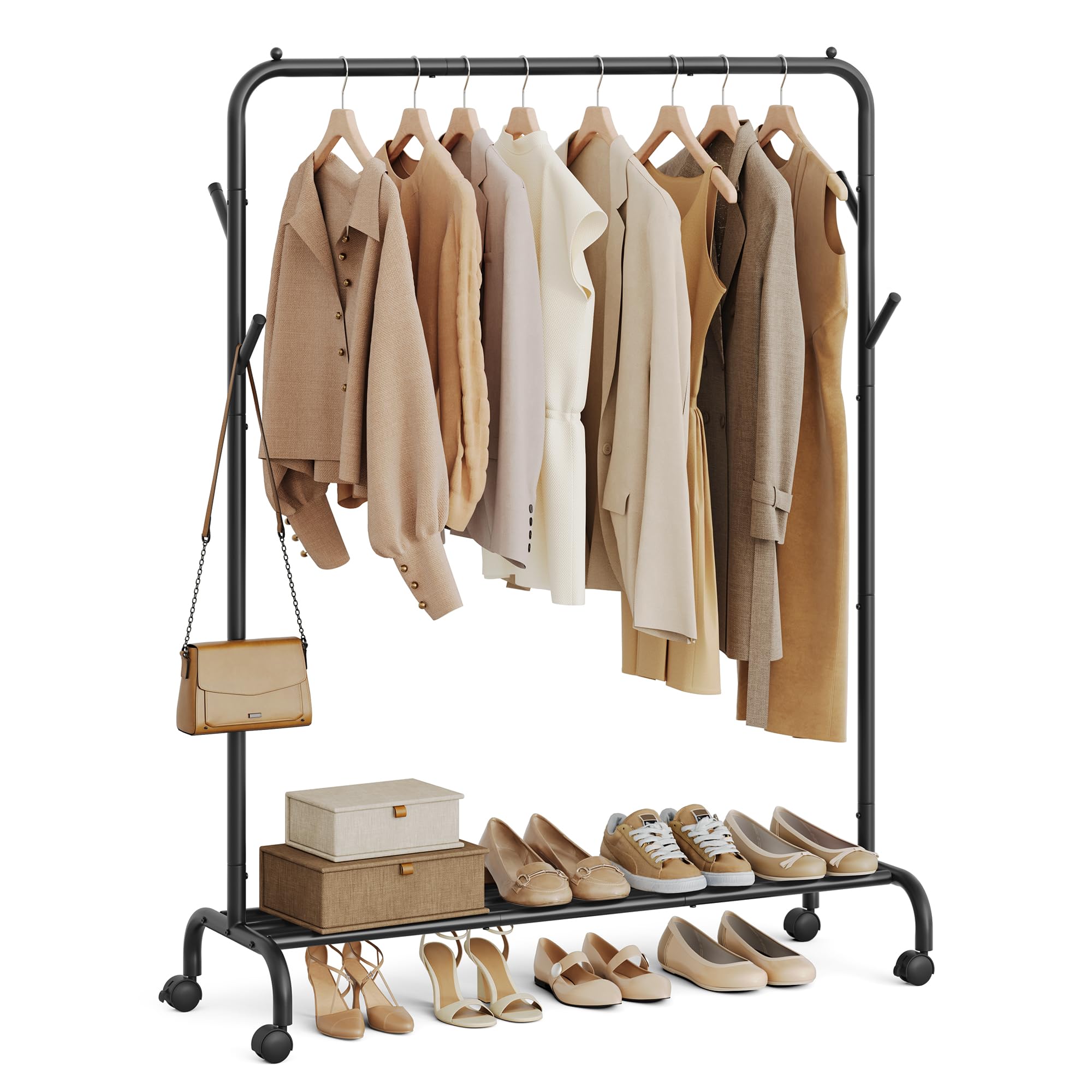 SONGMICS Clothes Rack, Clothing Rack for Hanging Clothes with Wheels ...