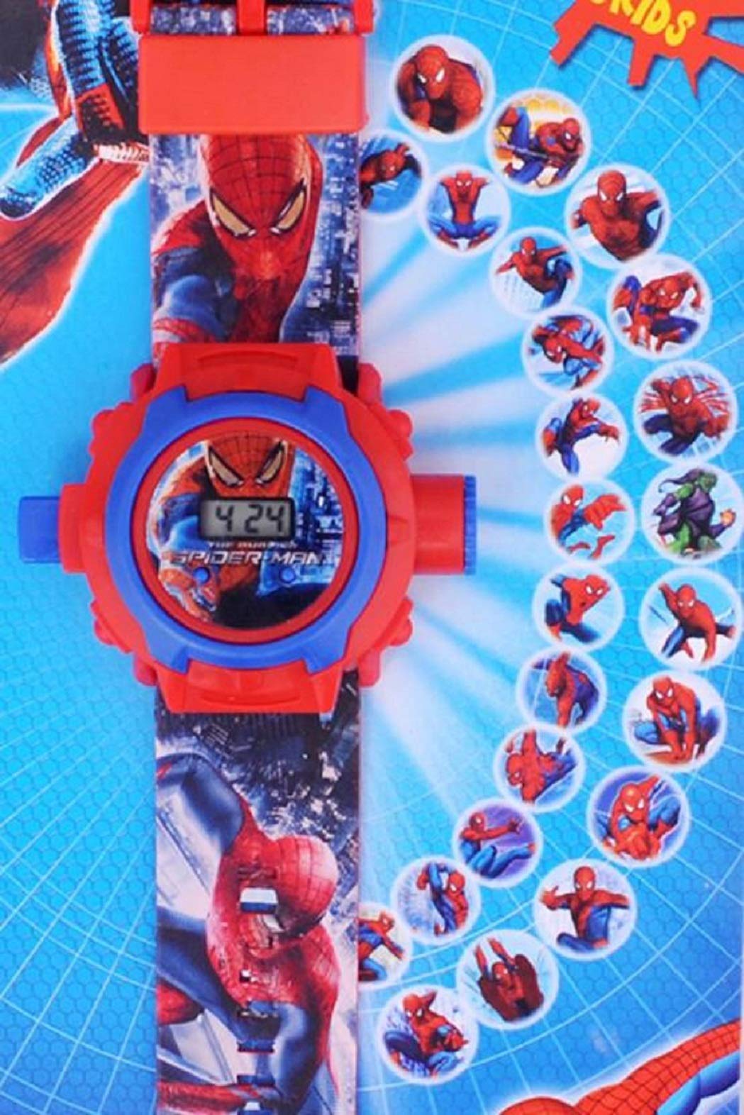 Genx Spiderman Image Projector Digital Wrist Watch For Kids Wall 