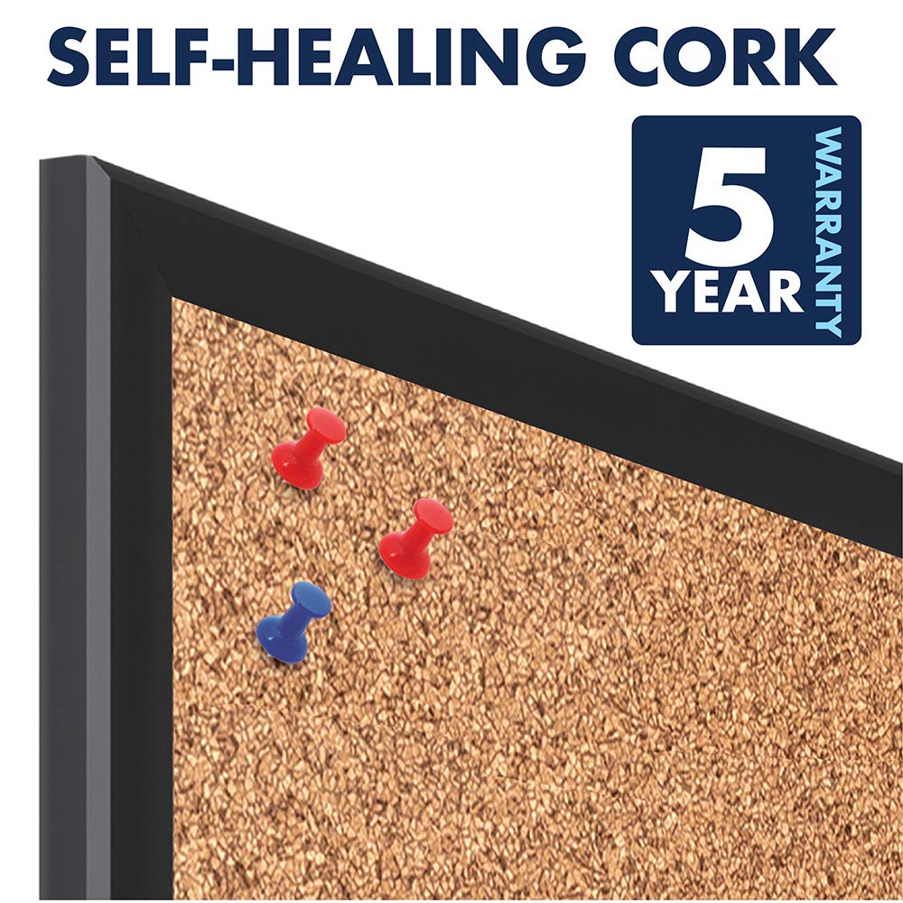 Quartet Corkboard, Framed Bulletin Board, 3' x 2', Cork Board, Black ...