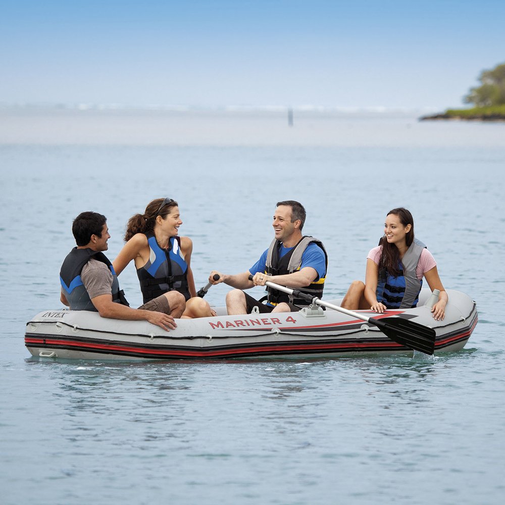 Intex Mariner 4, 4-Person Inflatable Boat Set with Aluminum Oars and ...