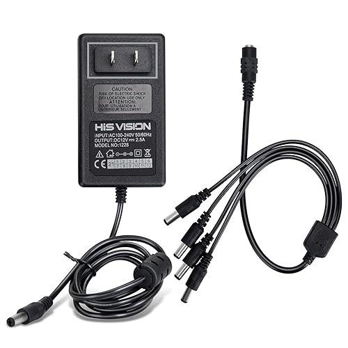 HISVISION Security Camera Power Supply Adapter 12V 2.5A 100V-240V AC to ...